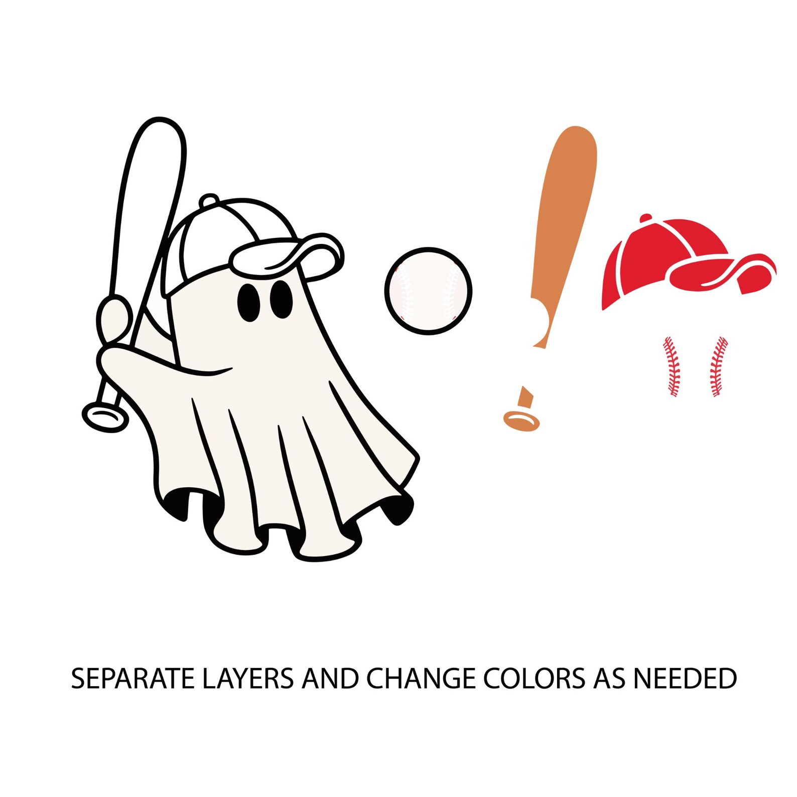 Cute Baseball Ghost SVG, Ghost Sport Halloween Svg, Ghost Clipart ...