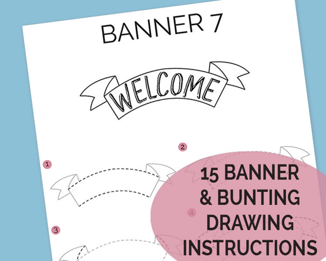 How to Draw Banners & Buntings Printable Worksheets for Lettering ...