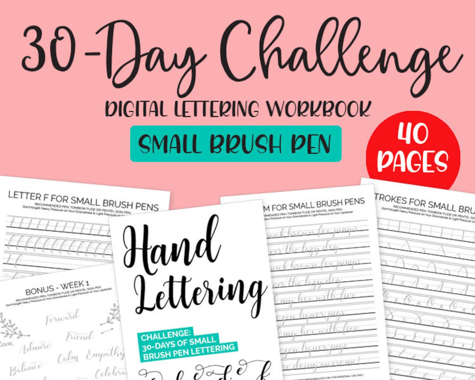 Learn Hand Lettering in 30 Days Challenge Brush Lettering - Etsy