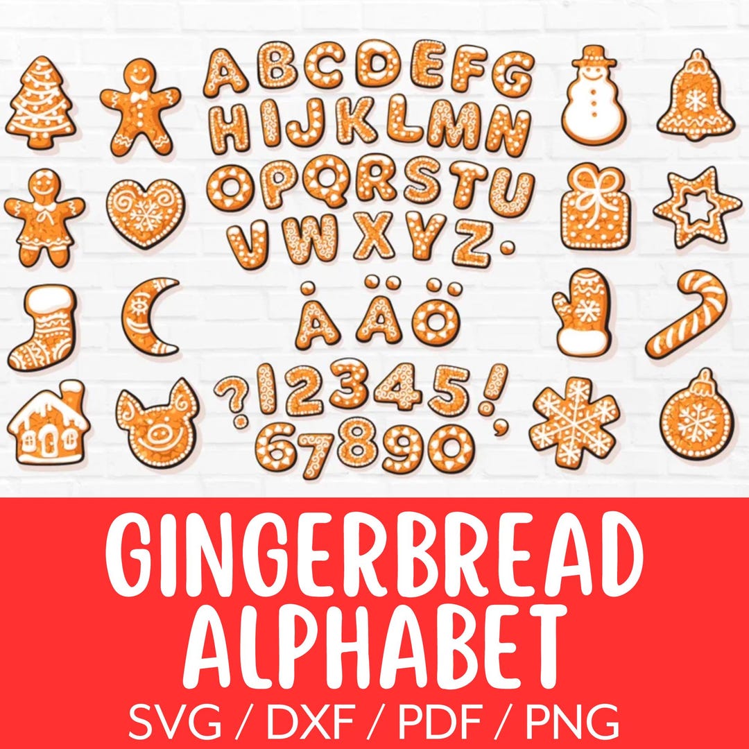 Gingerbread Font Svg, Christmas Alphabet SVG, Christmas Font ...