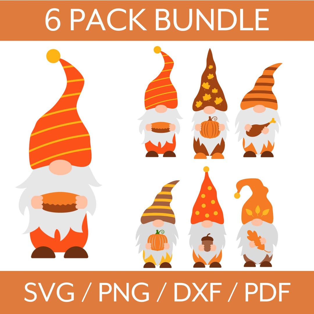 Thanksgiving Gnomes SVG Bundle, Fall Gnome PNG, Gnome With Pumpkin ...