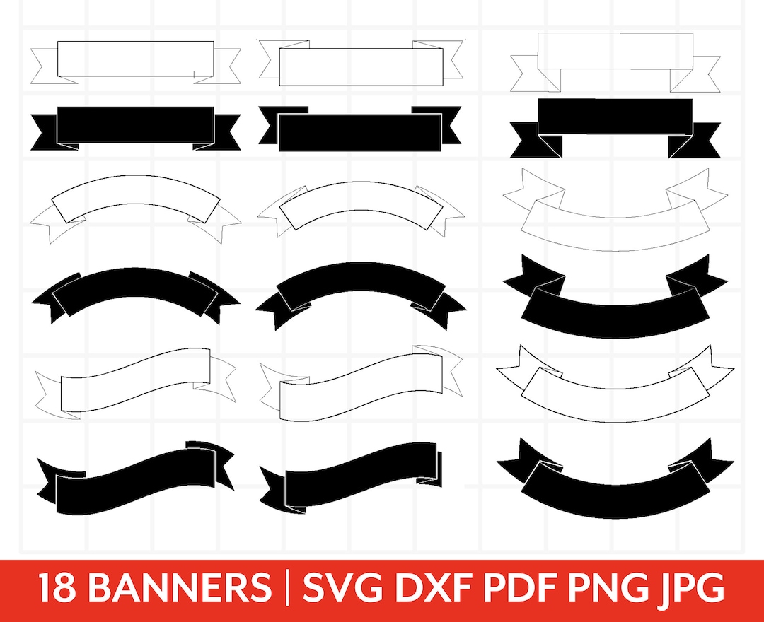Banner Svg Bundle, Banner Clipart, Banner Png, Banner Vector, Banner Outline, Ribbon Svg, Banner ...