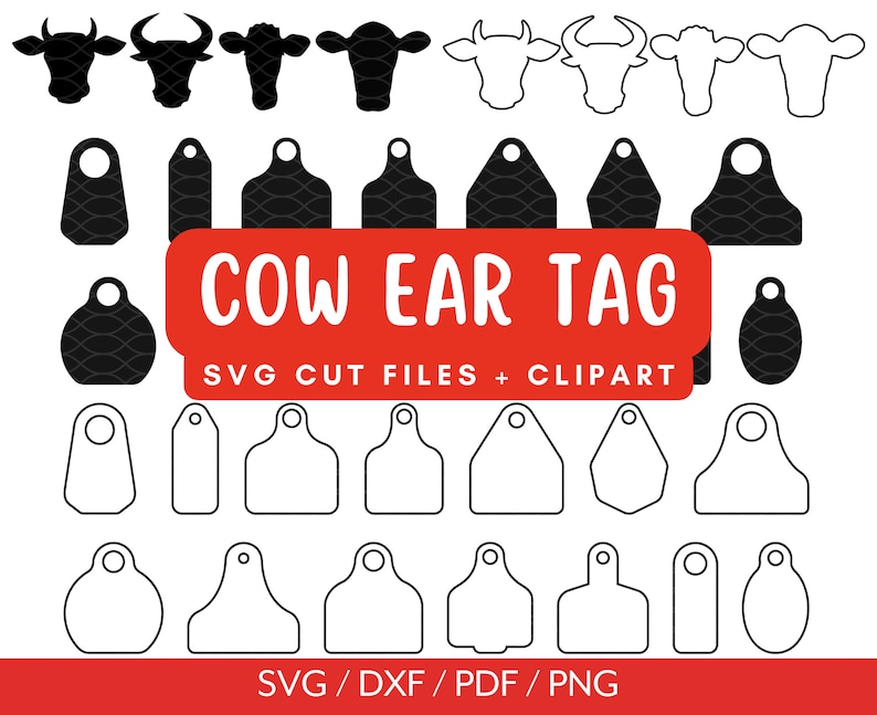 Cow Tag SVG Bundle Ear Tag Clipart Eartag PNG Cattle Ear - Etsy Australia