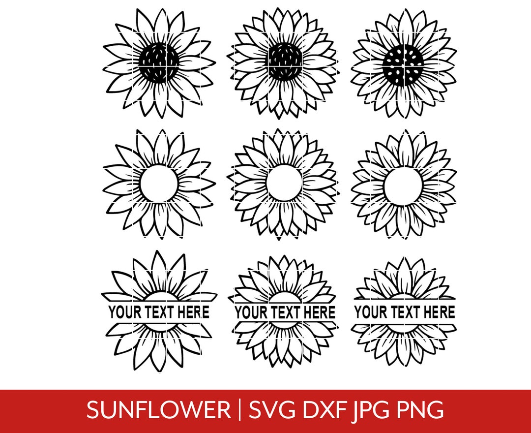 Sunflower SVG Bundle, Sunflower SVG, Flower Svg, Monogram Svg, Half ...