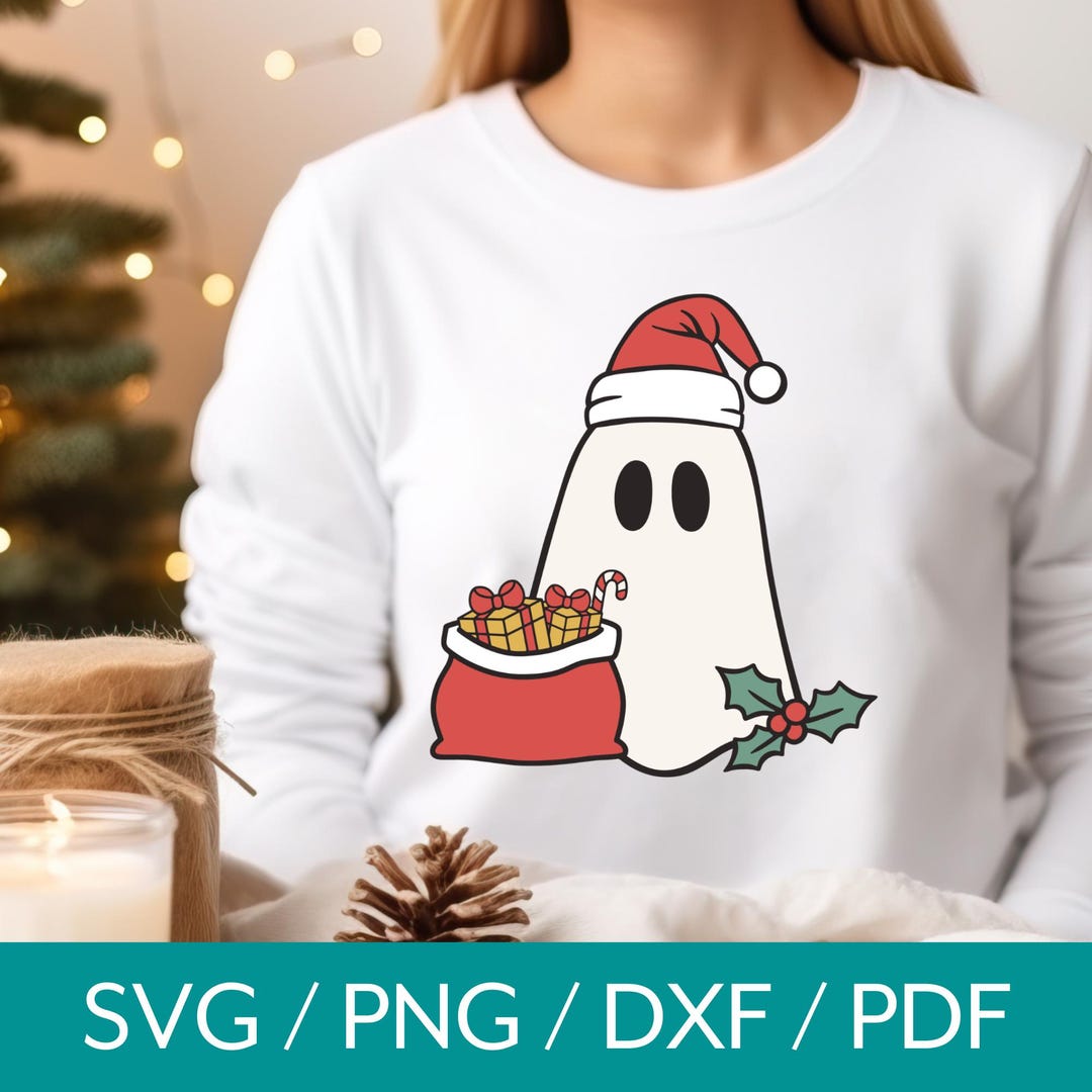 Christmas Ghost SVG, Cute Christmas Santa Ghost PNG, Cute Christmas SVG ...
