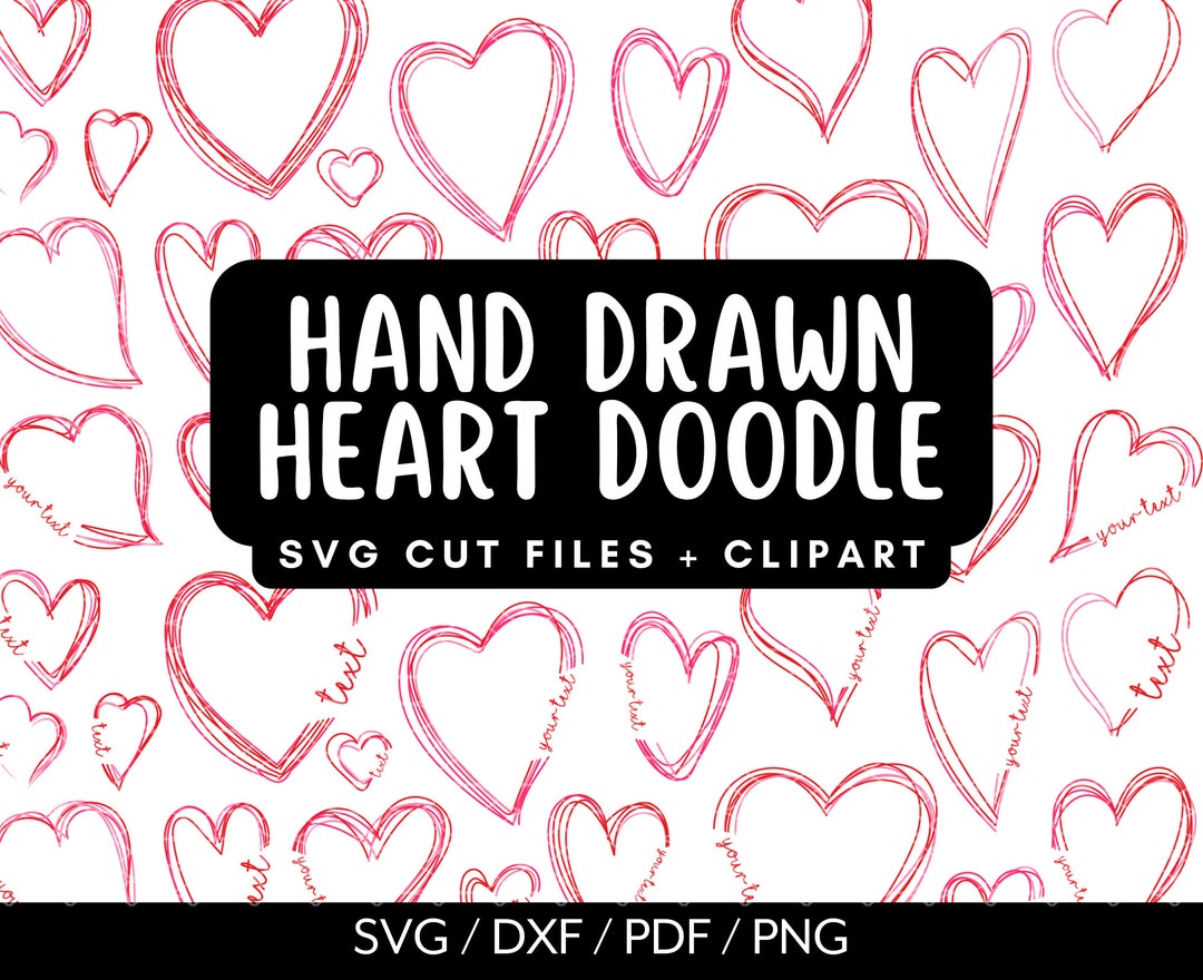 Heart Svg Bundle, Doodle Open Heart Clipart, Hand Drawn Valentine Heart ...
