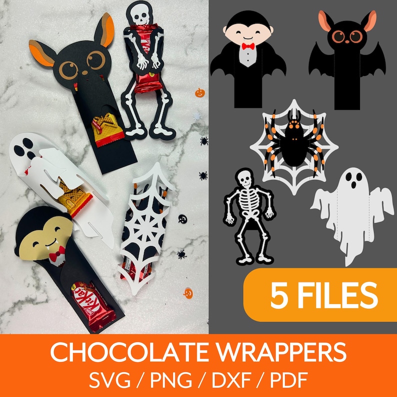 Halloween Candy Bar Wrappers SVG, Halloween Candy Bar Holder SVG ...