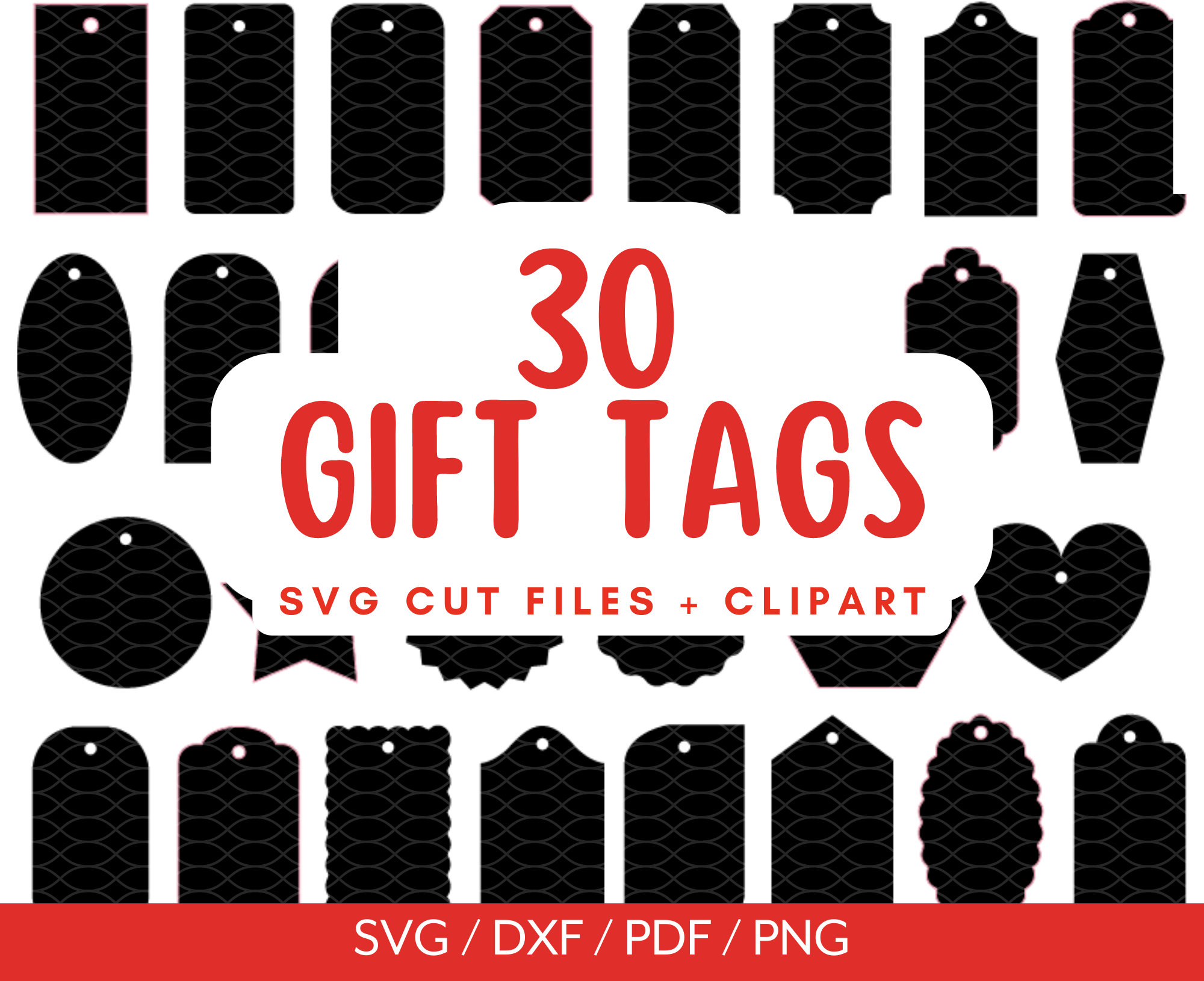 Gift Tag Svg Bundle, Heart Tag Clipart Template, Printable Christmas ...