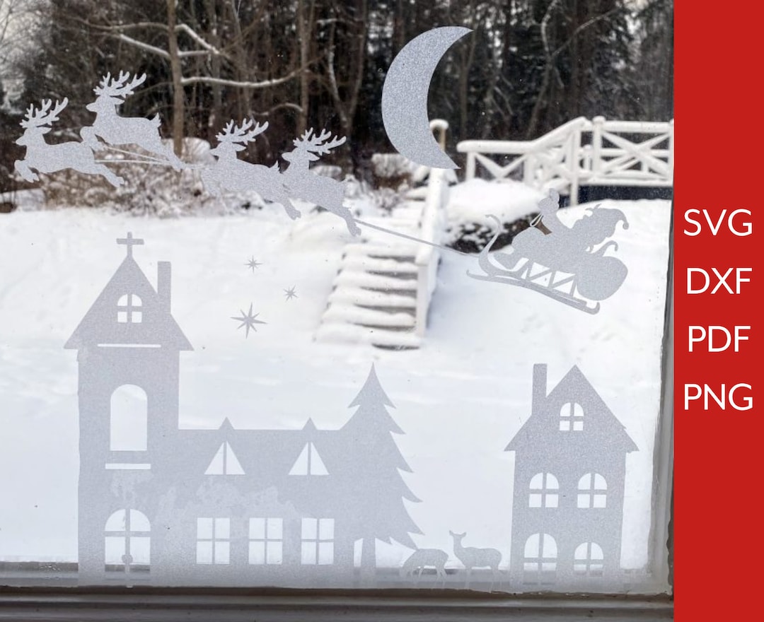 Christmas Winter Village Window Scenes SVG, DIY Christmas Decoration ...