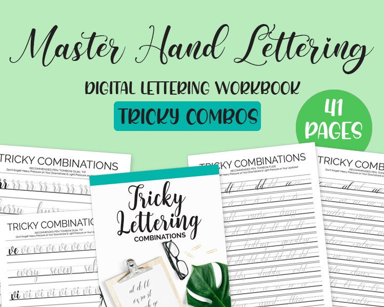 Hand Lettering Bundle Learn Brush Lettering Modern | Etsy