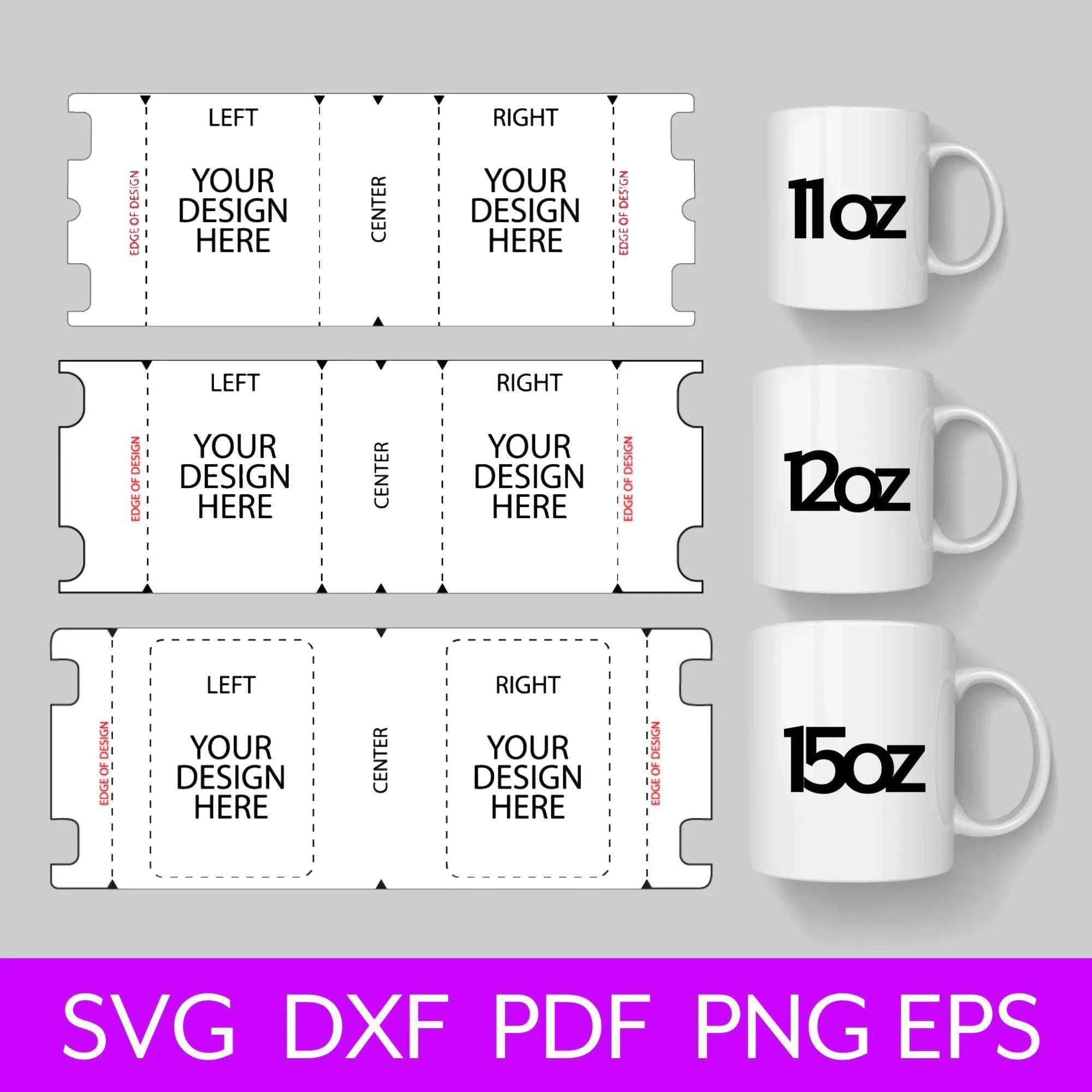 11, 12, 15 Oz Mug Template, Full Wrap Mug Template, Sublimation Mug ...