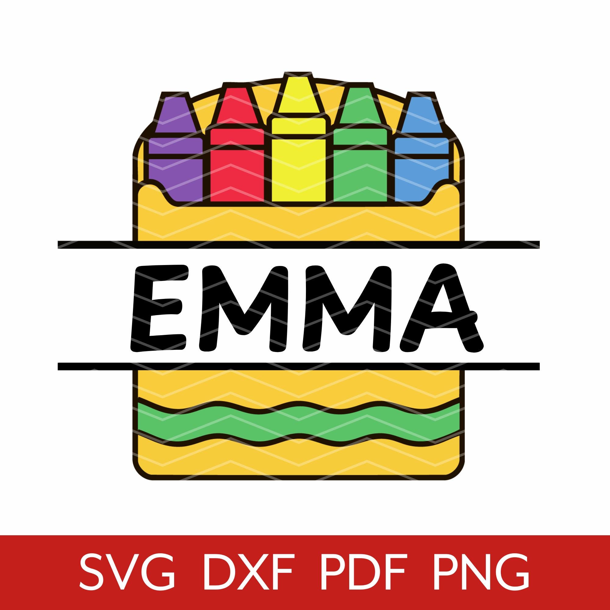 Split Crayon Box Name Frame SVG, Pencil Monogram Label Cut File ...