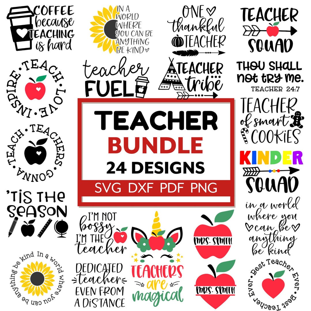 Teacher SVG Bundle, Teacher Quotes, Back to School PNG, Teacher Life ...