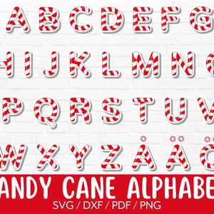 Christmas Candy Cane Alphabet SVG, Christmas Font Monogram Svg, 29 ...