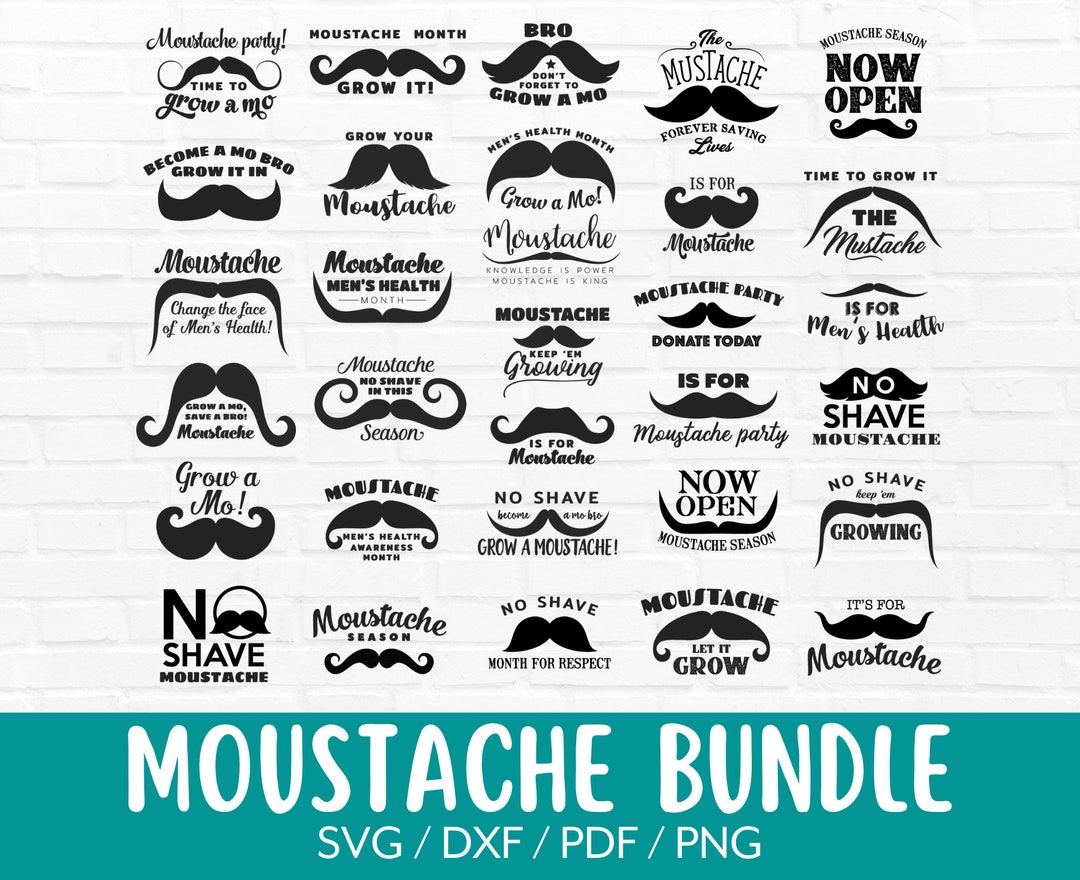 Moustache Svg Bundle, Moustache Month Quotes Clipart, Shirt Png ...