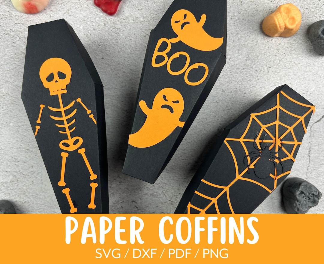 3 Coffin Box SVG Bundle, 3D Scary Halloween Candy Coffin, Papercraft ...