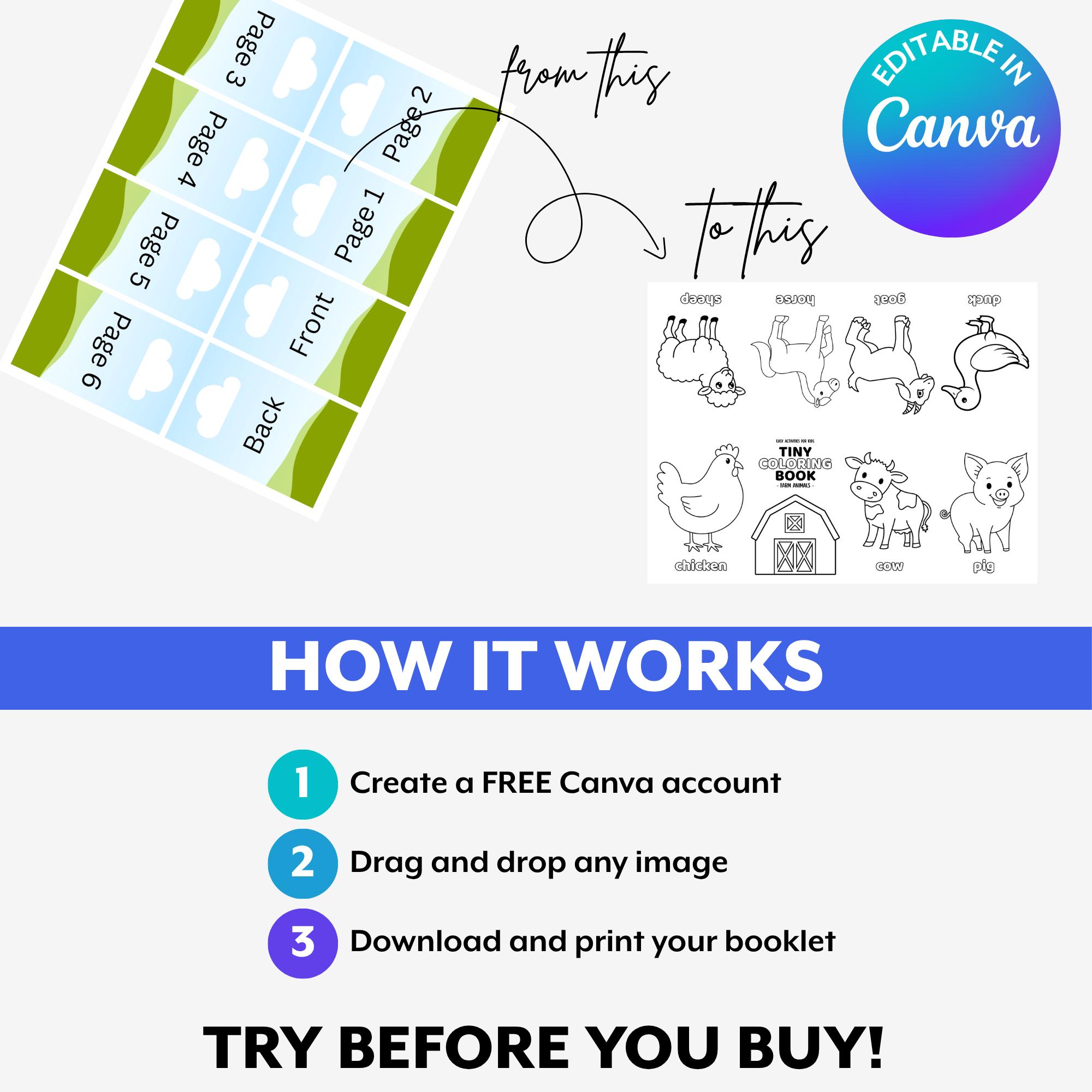 Editable Booklet Canva Template, Foldable DIY Book, Easy Drag & Drop ...