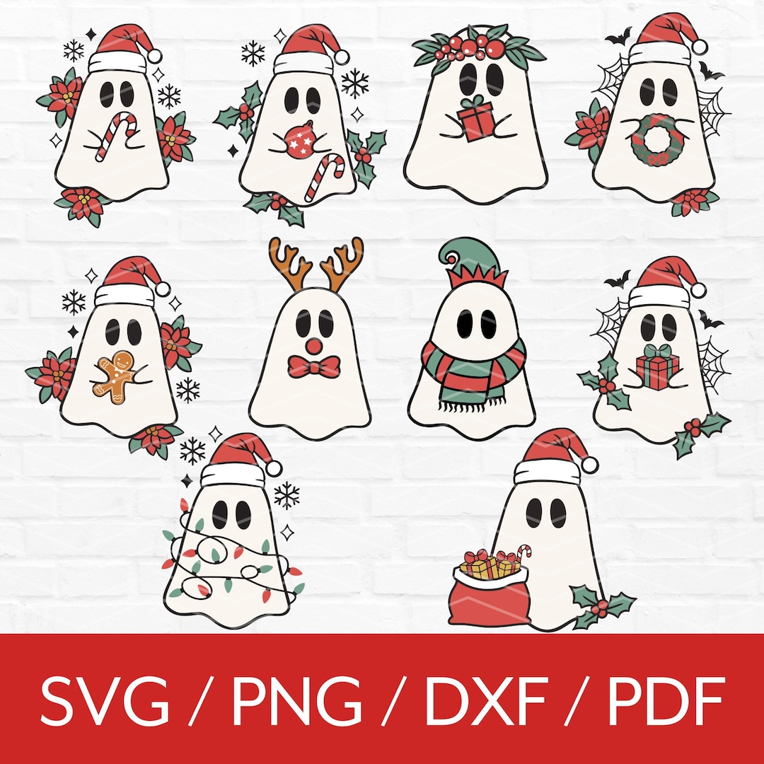 Christmas Ghost SVG Bundle, Cute Christmas Ghost PNG, Cute Christmas ...