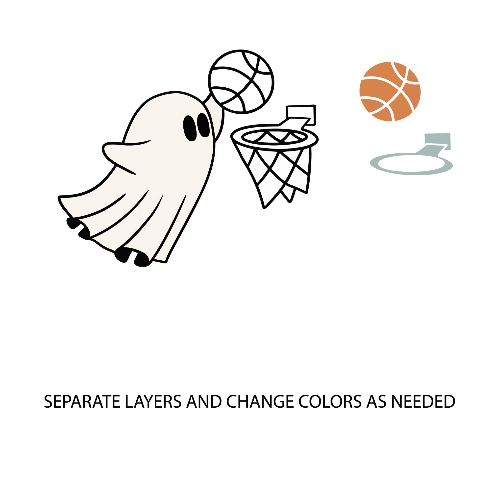 Cute Basketball Ghost SVG, Ghost Sport Halloween Svg, Ghost Clipart ...