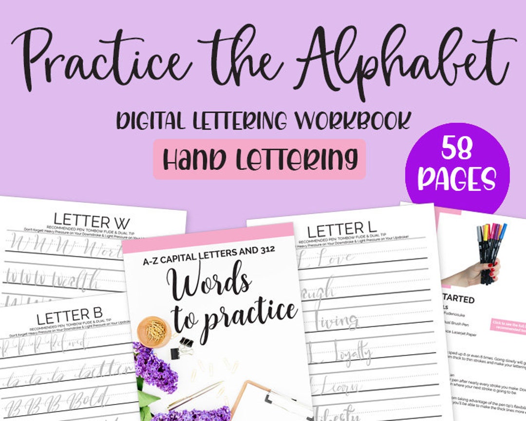 Alphabet Hand Lettering Practice Sheets | Brush Lettering Practice ...