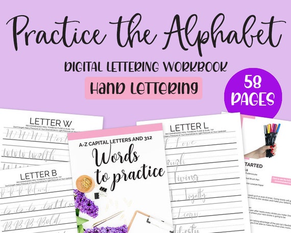 Alphabet Hand Lettering Practice Sheets Brush Lettering - Etsy