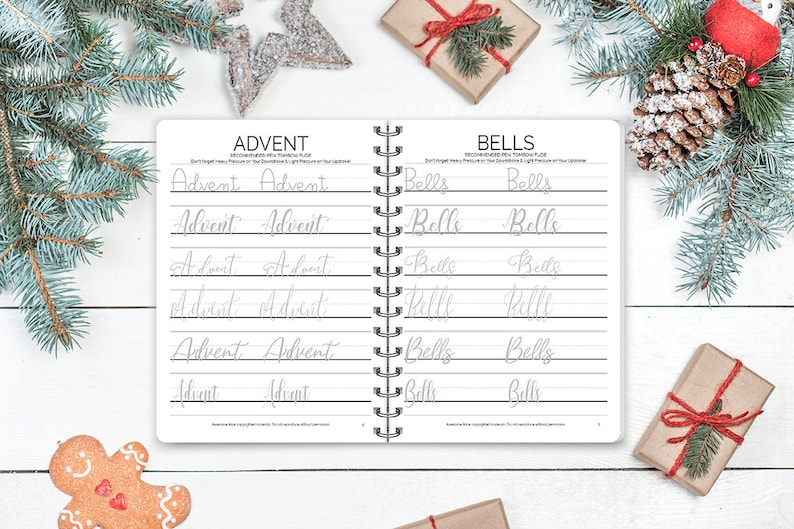 Hand Lettering Christmas Holiday Brush Lettering Practice | Etsy
