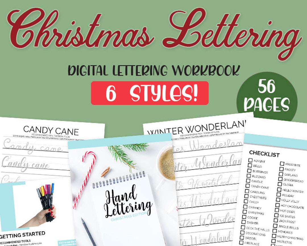 Hand Lettering Christmas | Holiday Brush Lettering Practice Workbook ...