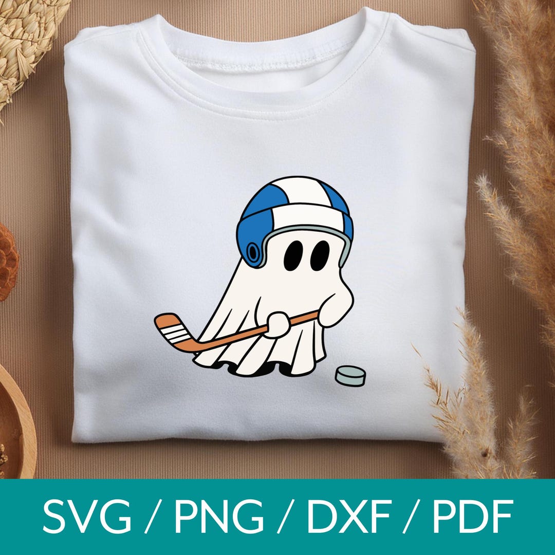 Cute Hockey Ghost SVG, Ghost Sport Halloween Svg, Ghost Clipart, Trendy ...