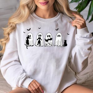 Ghosts With Cats Png, Cute Halloween Ghosts Svg, Cat Lover Ghost Dxf ...