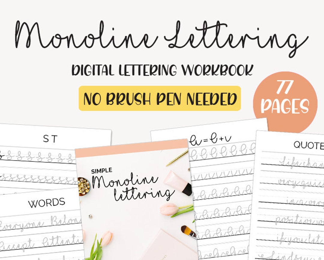 Monoline Printable Handlettering Worksheets | Intro to Lettering ...