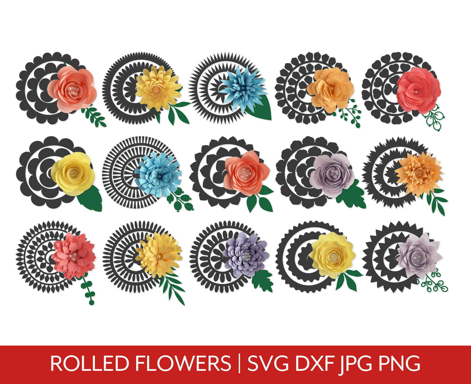 Flor enrollada svg flor de papel svg descarga digital papel - Etsy España