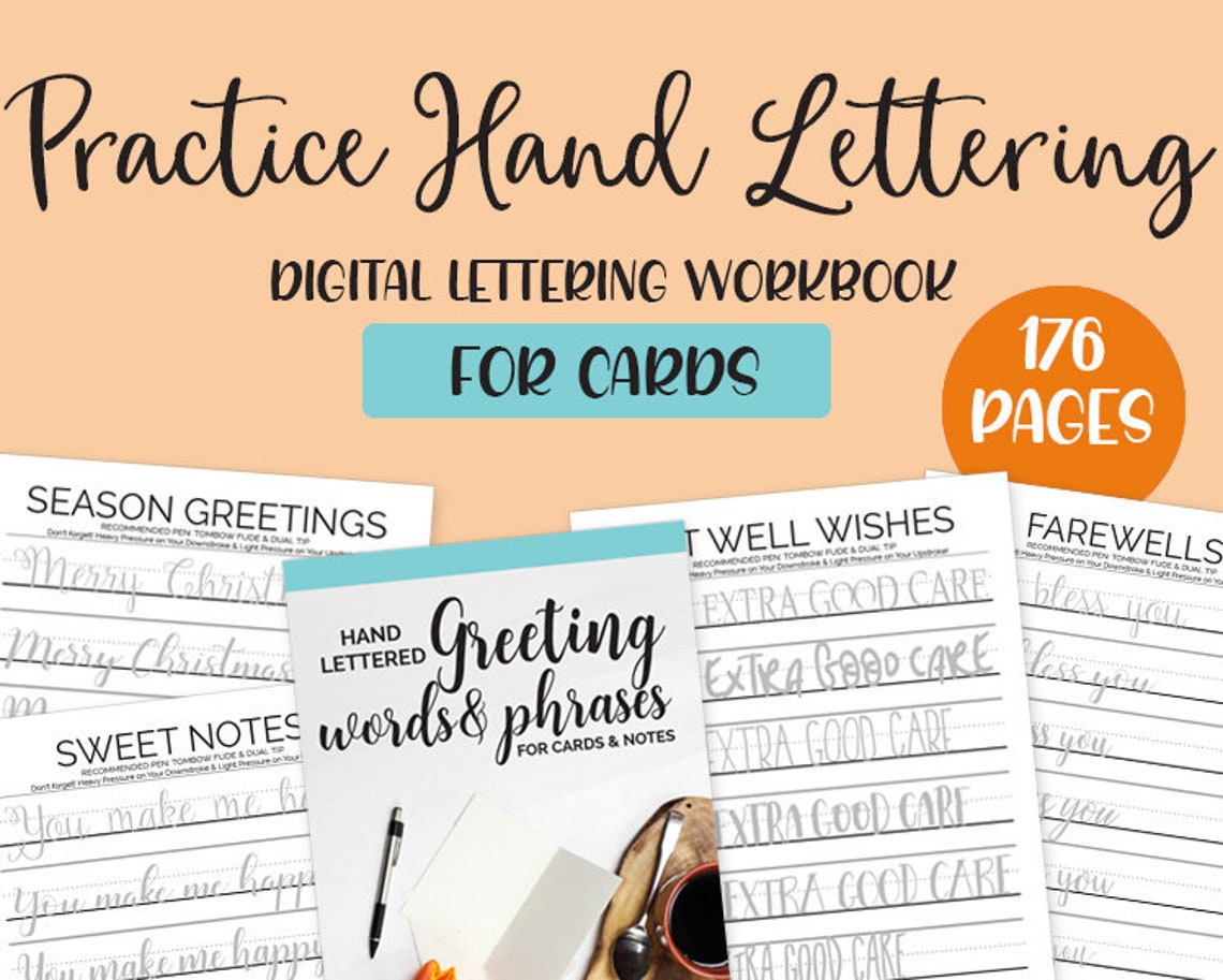 Hand Lettering Bundle Learn Brush Lettering Modern | Etsy