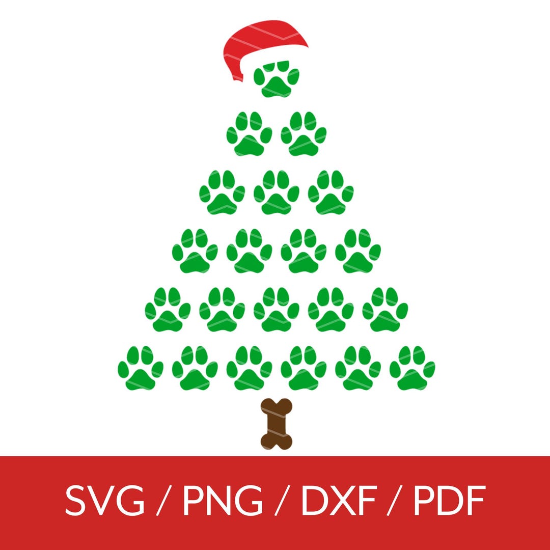 Dog Paws Christmas Tree Svg, Christmas Pet Svg, Christmas Dog Svg, Paw ...