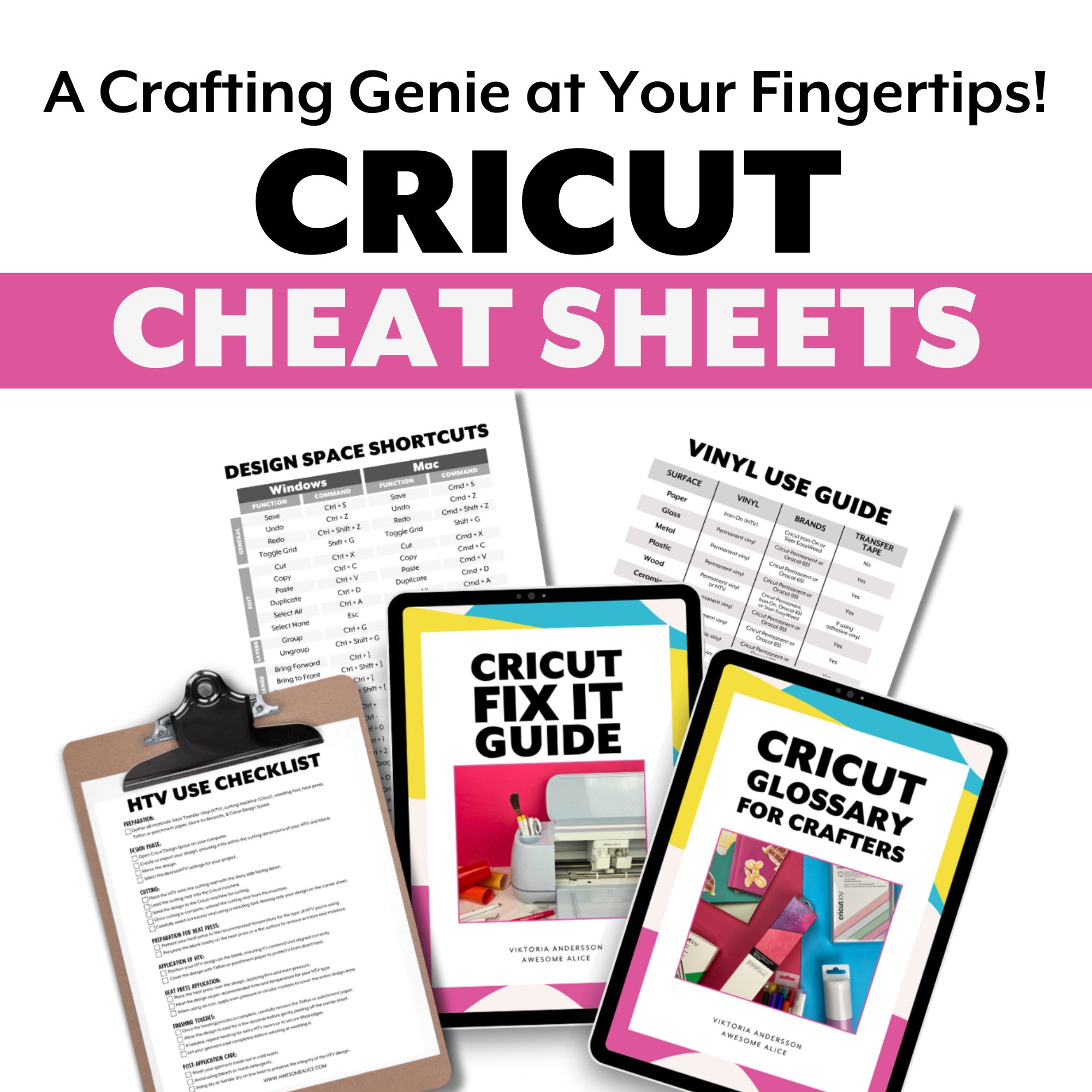 Cricut Cartridge Library Cheat Sheets