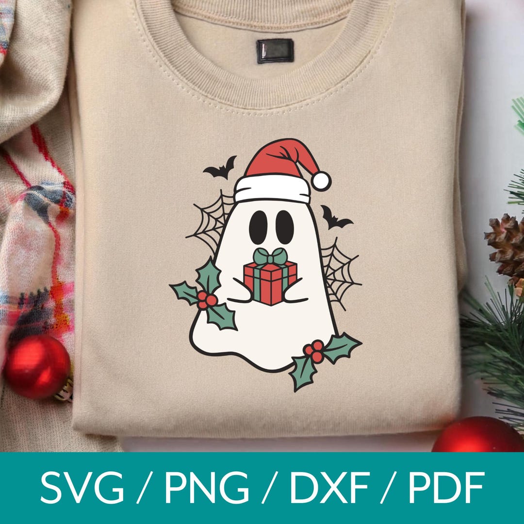 Christmas Ghost SVG, Cute Christmas Santa Ghost PNG, Cute Christmas SVG ...