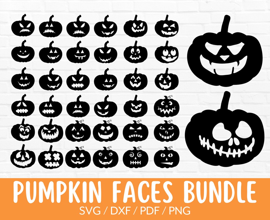 Halloween Pumpkin Faces SVG Bundle, Halloween Svg, Pumpkin SVG, Trick ...