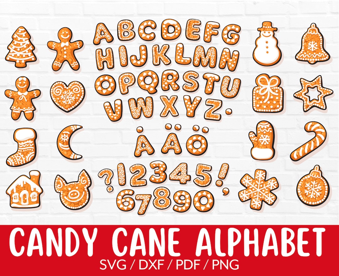Gingerbread Font Svg, Christmas Alphabet SVG, Font Monogram Svg, Png ...