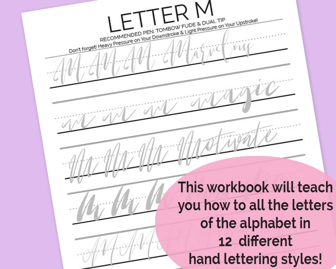 Alphabet Hand Lettering Practice Sheets Brush Lettering - Etsy