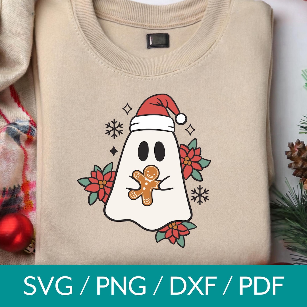Christmas Ghost SVG, Cute Christmas Santa Ghost PNG, Cute Christmas SVG ...