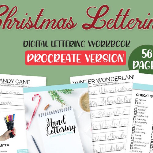 Hand Lettering Christmas Holiday Brush Lettering Practice - Etsy