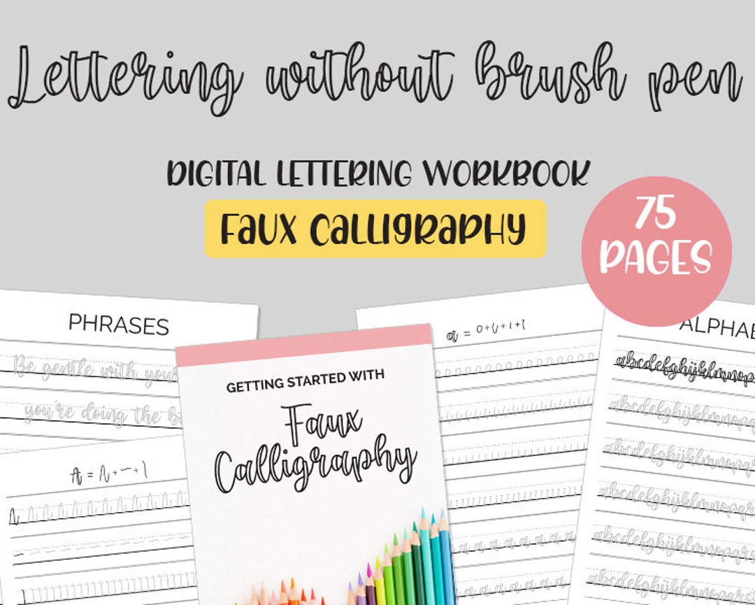 Faux Calligraphy Printable Handlettering Worksheets | Brush Lettering ...