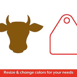 Cow Tag SVG Bundle, Ear Tag Clipart, Eartag PNG, Cattle Ear Tag Vector ...