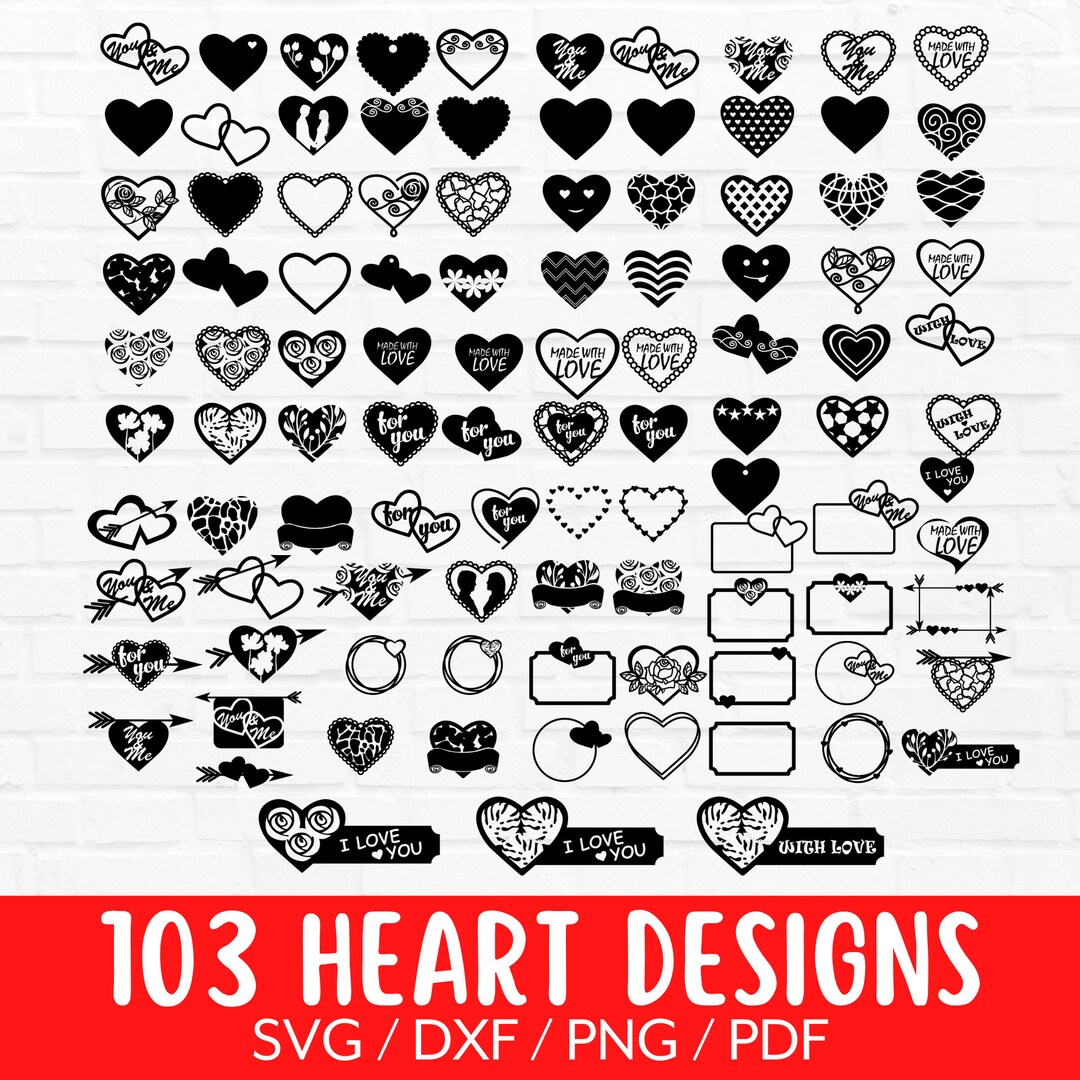 Heart Svg Bundle, Love Valentine's Days Cute Heart Icons, Dxf, Png ...