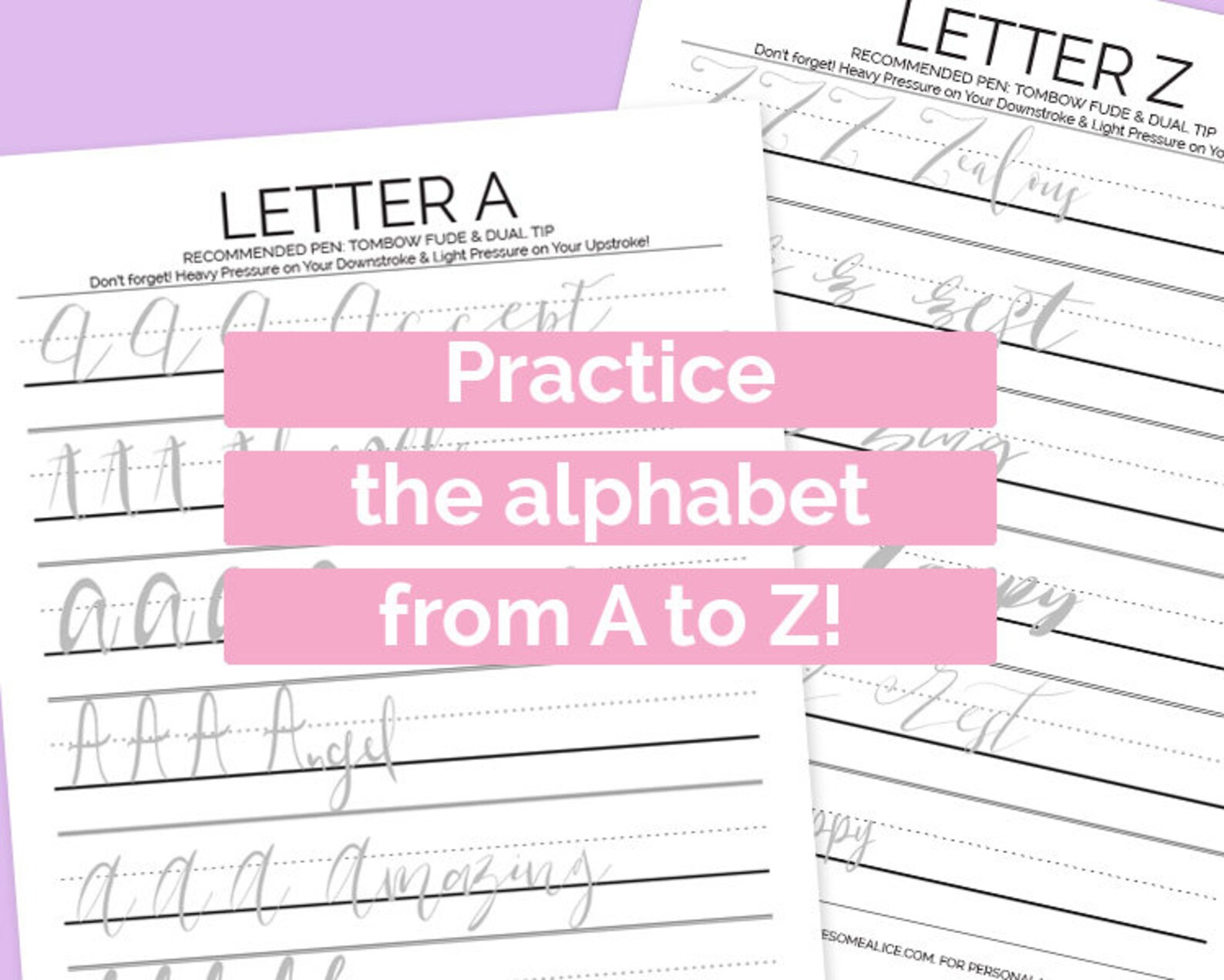 Alphabet Hand Lettering Practice Sheets Brush Lettering - Etsy