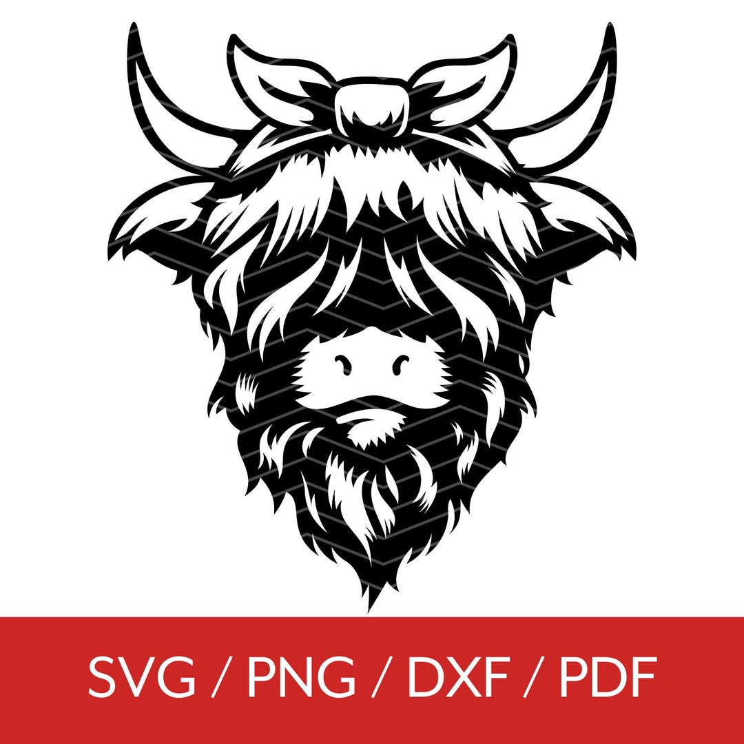 Highland Cow With Bow SVG, Highland Cow Clipart Png, Baby Highland Cow ...