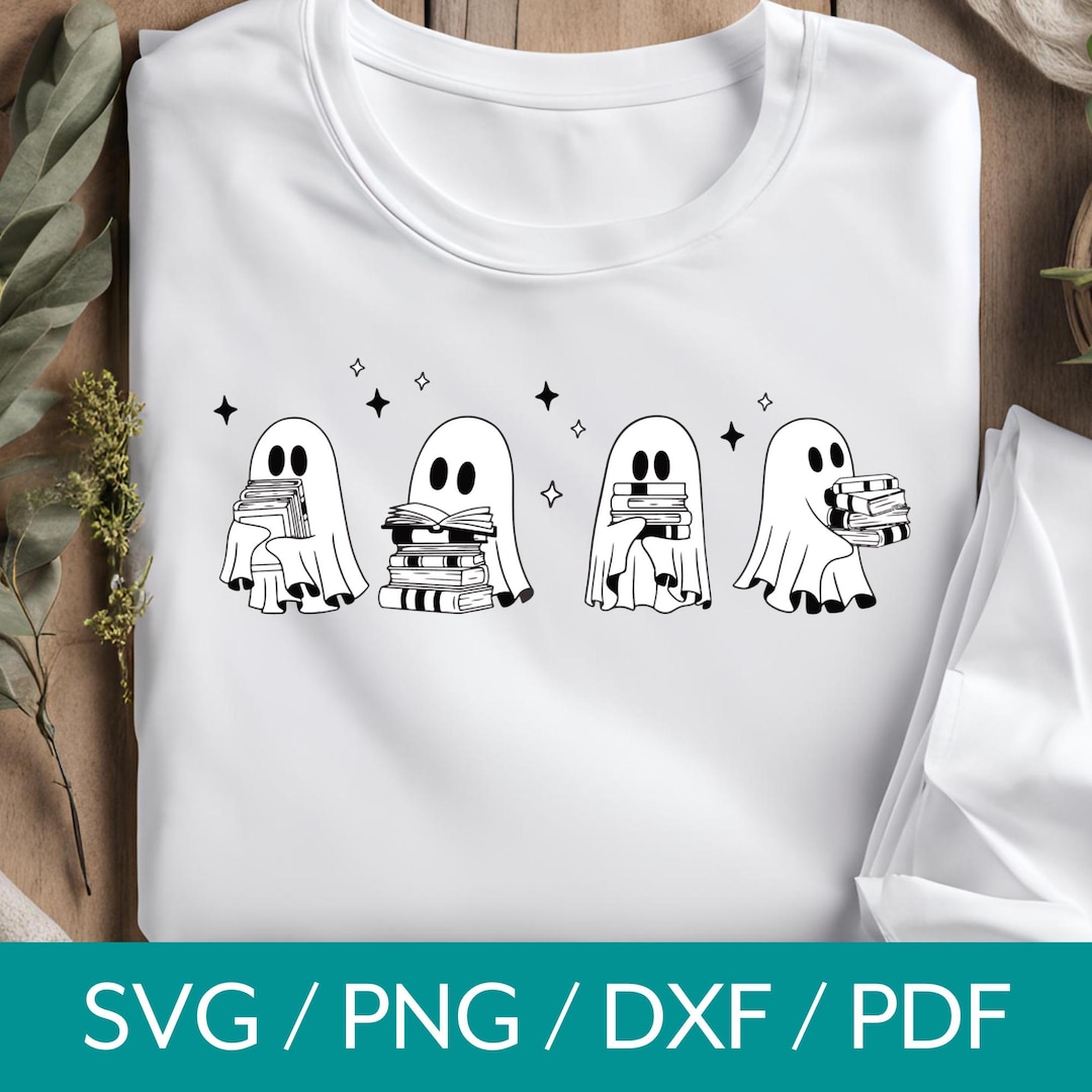 Cute Ghosts Books SVG, Ghost Reading Book SVG, Cute Ghost Clipart ...