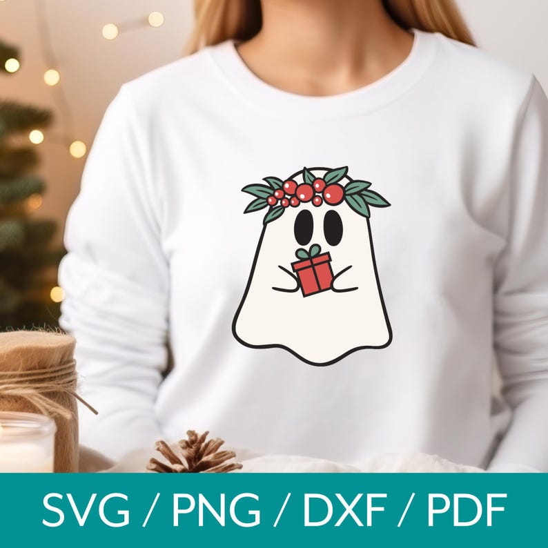 Christmas Ghost SVG, Cute Christmas Ghost PNG, Cute Christmas SVG ...