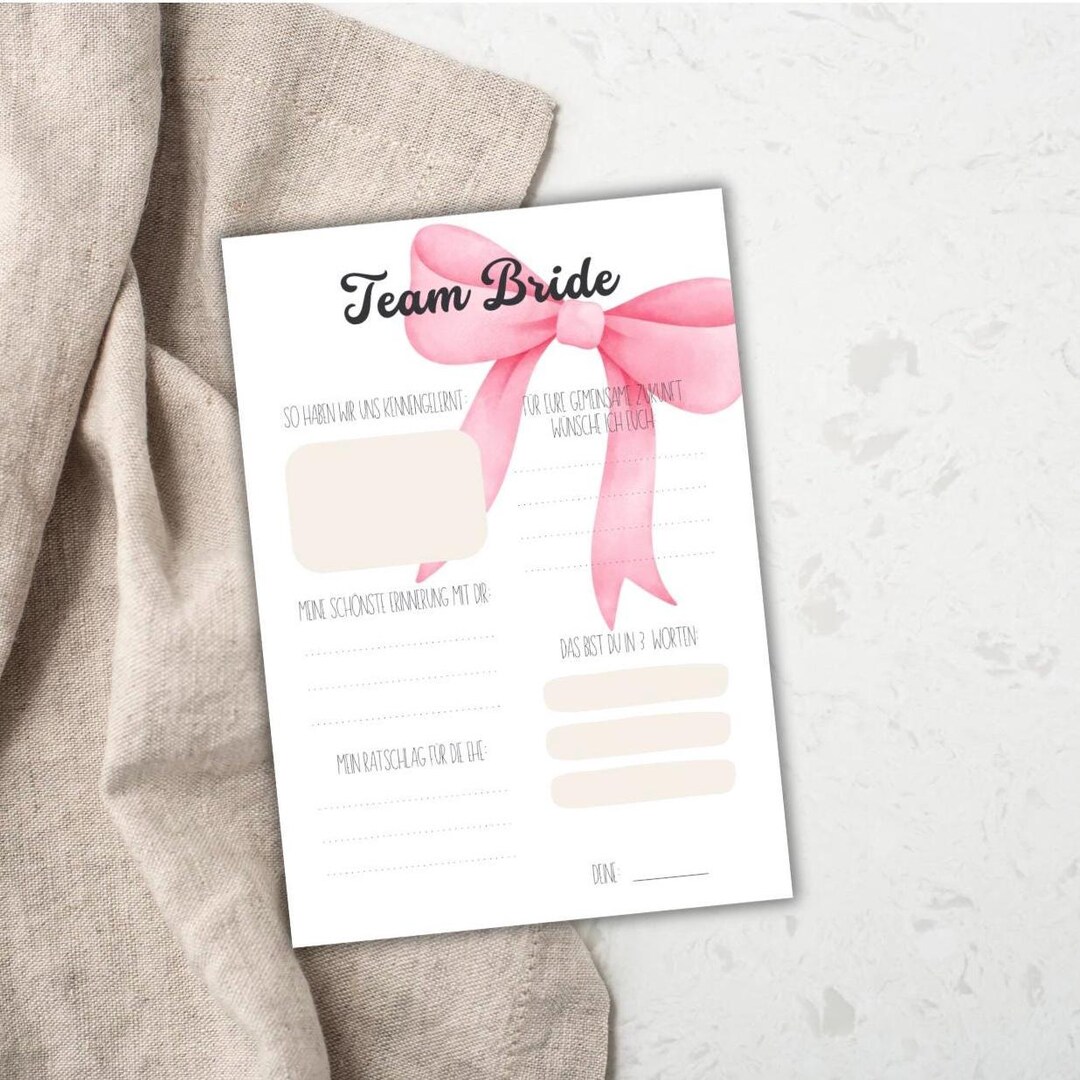 Guest Book Card to Fill Out | JGA Guest Book | Team Bride | Bridal ...