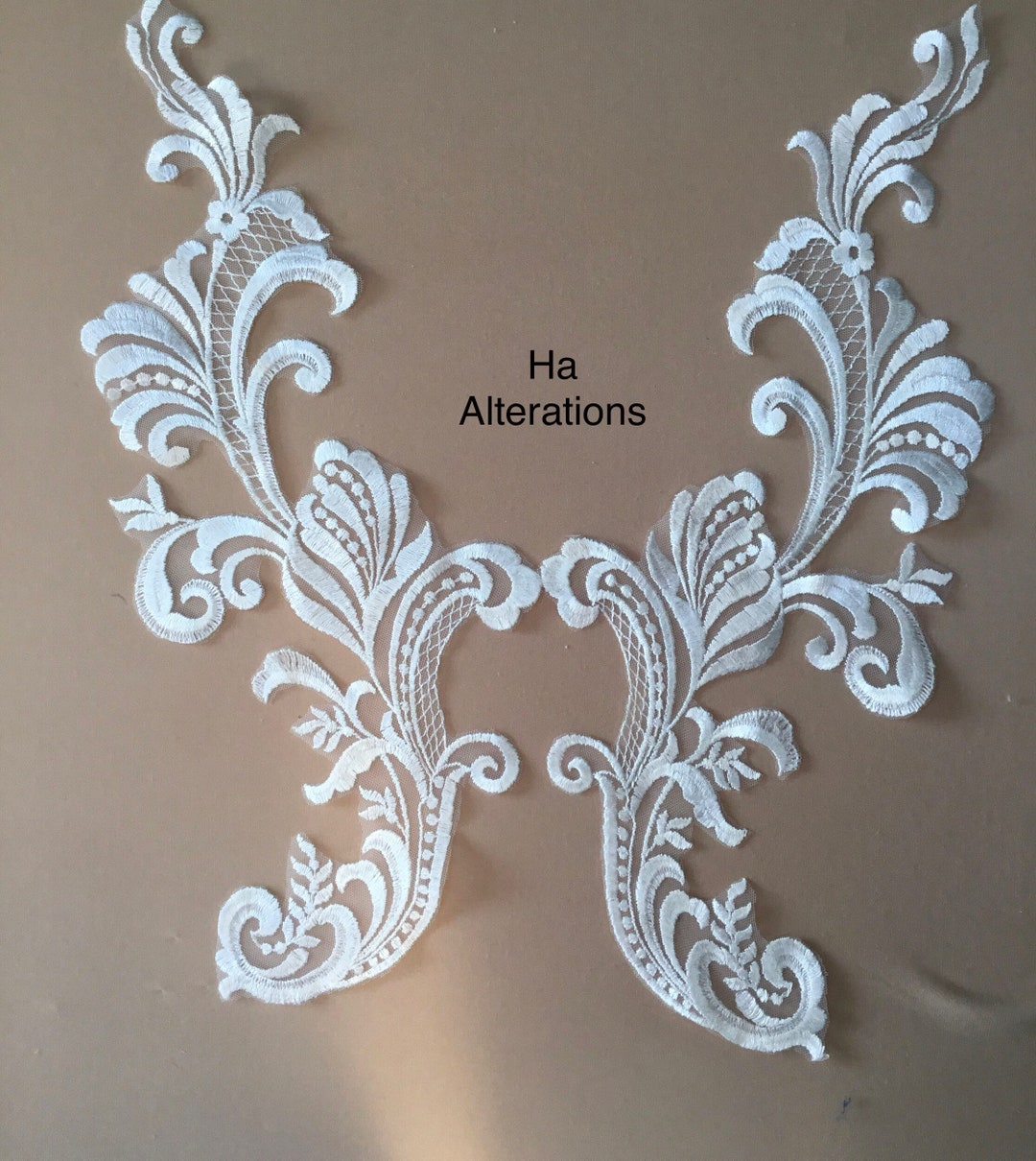 Light Ivory Lace Applique, Wedding Dress Embellishment (pair) - Etsy
