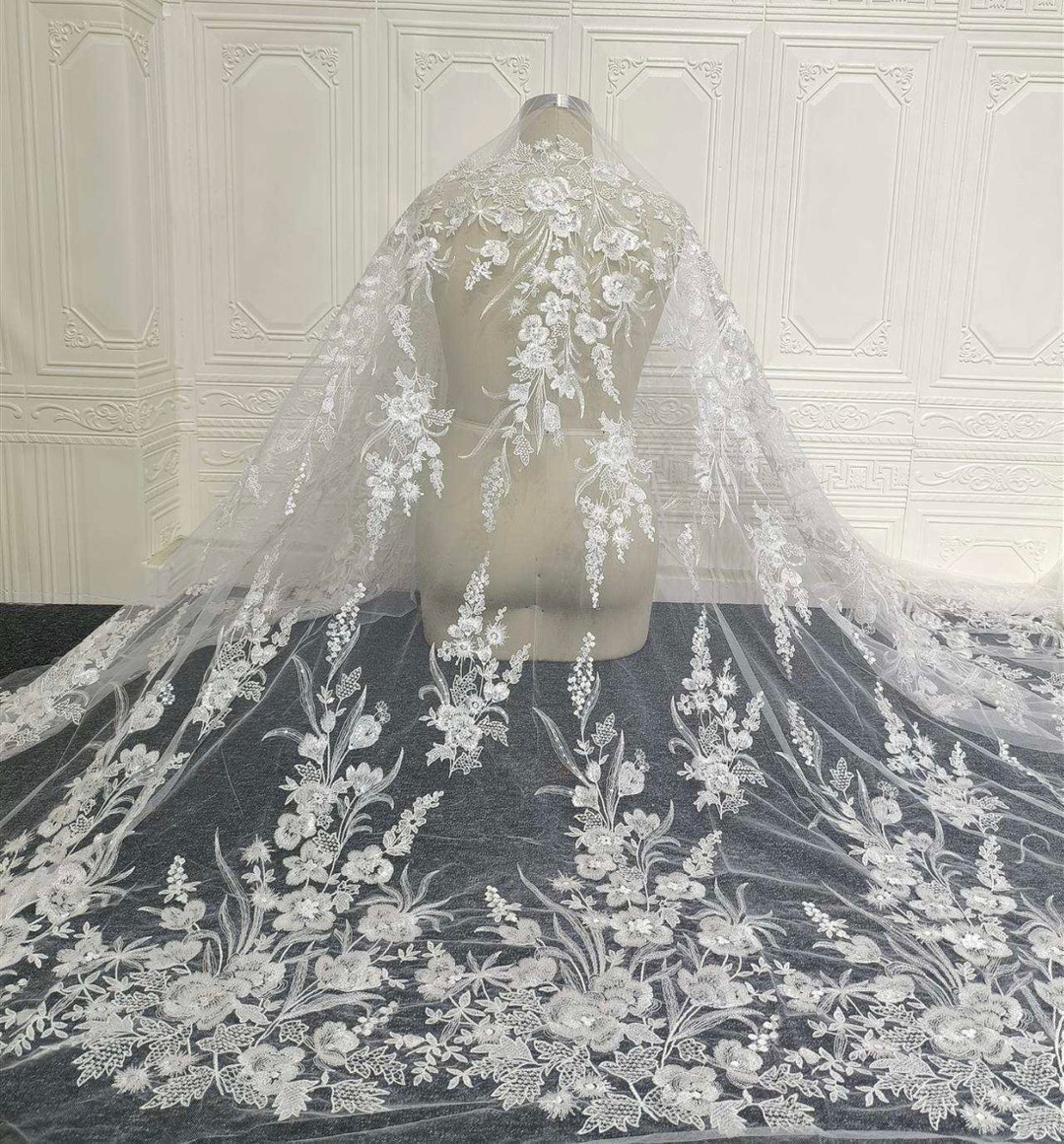 Lace Fabric.light Ivory,sequins.lace Applique for Wedding Dresses.lace ...